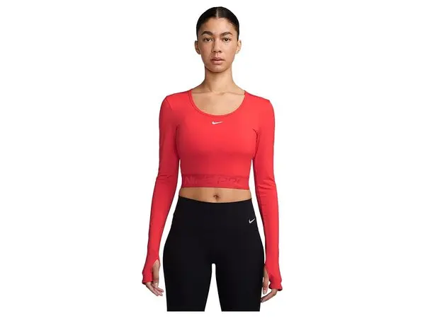 Nike Pro Dri-fit Cropped Long-sleeve Top - Red