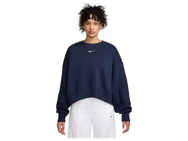 Nike Phoenix Fleece Oversized Crew Neck Sweatshirt - Navy