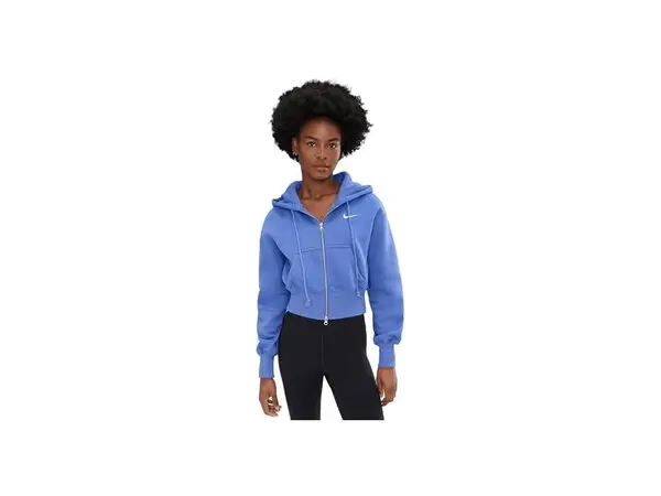 Nike Phoenix Fleece Loose Full-zip Cropped Hoodie - Blue
