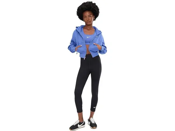 Nike Phoenix Fleece Loose Full-zip Cropped Hoodie - Blue
