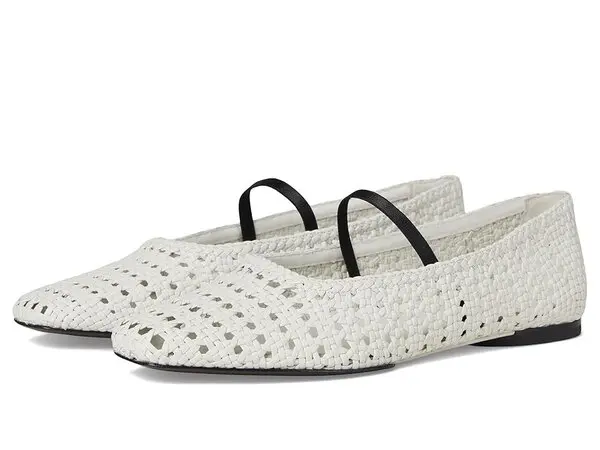 Vince Vivian Weave Leather Ballet Flats - White