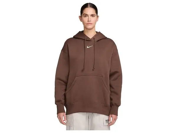 Nike Phoenix Fleece Oversized Pullover Hoodie - Brown