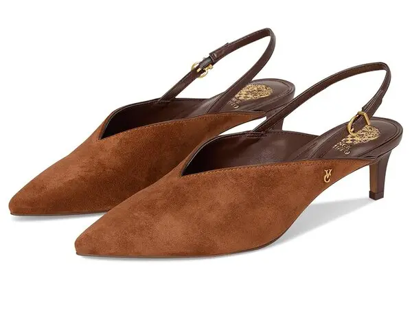 Vince Camuto Kylien Slingback Kitten Heel Pumps - Brown
