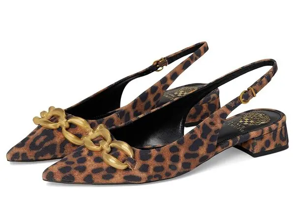 Vince Camuto Valiey Chain Link Slingback Mule Flat Shoes - Tan