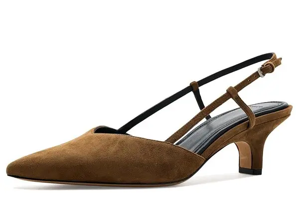 Vince Levvy Slingback Kitten Heel Shoes - Tan