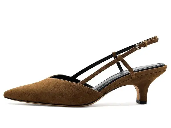 Vince Levvy Slingback Kitten Heel Shoes - Tan