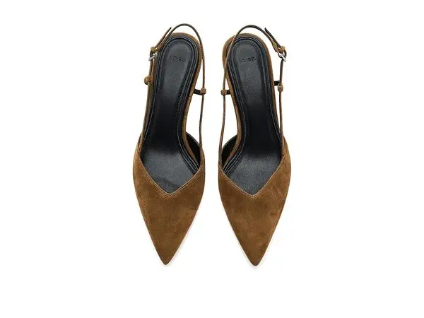 Vince Levvy Slingback Kitten Heel Shoes - Tan