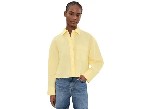 Madewell Alice Shirt Curved Yoke In Cotton Linen - Navy