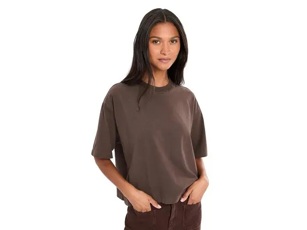 Madewell Boxy Crop Tee In Cotton Jersey - Brown