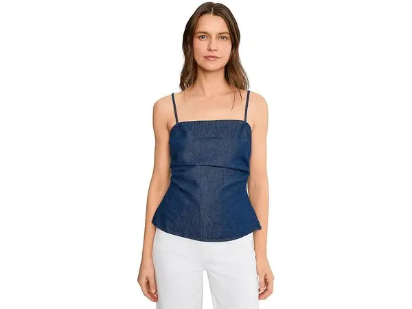 Madewell Square Neck Spaghetti Strap Top With Smocked Waist - Navy