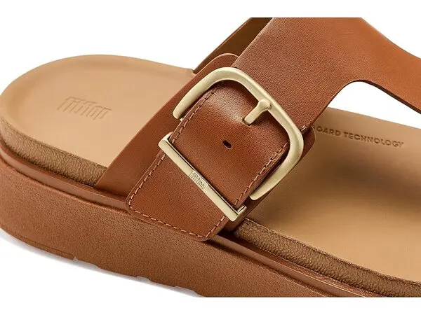 Fitflop Gen-ff Buckle Leather Toe-post Wedge Sandals - Tan