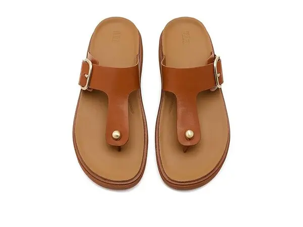 Fitflop Gen-ff Buckle Leather Toe-post Wedge Sandals - Tan