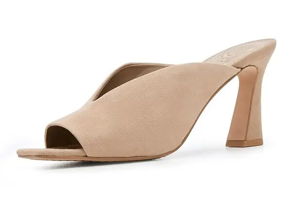 Vince Camuto Galeni Peep Toe High Heel Mules - Beige