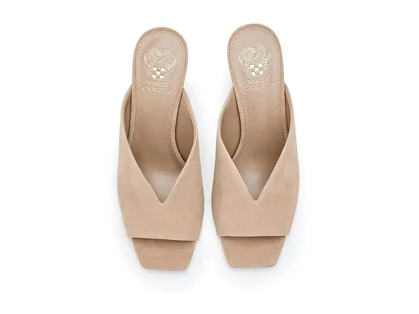Vince Camuto Galeni Peep Toe High Heel Mules - Beige