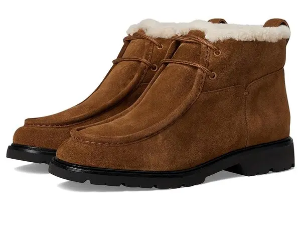 Vince Sierra Lace-up Suede Boots With Shearling Lining