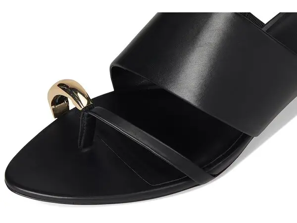 Vince Suzie Slide Sandals With Sculptural Kitten Heel And Gold-tone Ring Detail