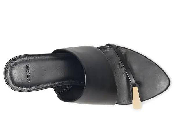 Vince Suzie Slide Sandals With Sculptural Kitten Heel And Gold-tone Ring Detail