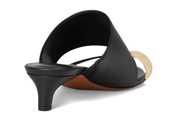 Vince Suzie Slide Sandals With Sculptural Kitten Heel And Gold-tone Ring Detail