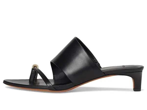 Vince Suzie Slide Sandals With Sculptural Kitten Heel And Gold-tone Ring Detail