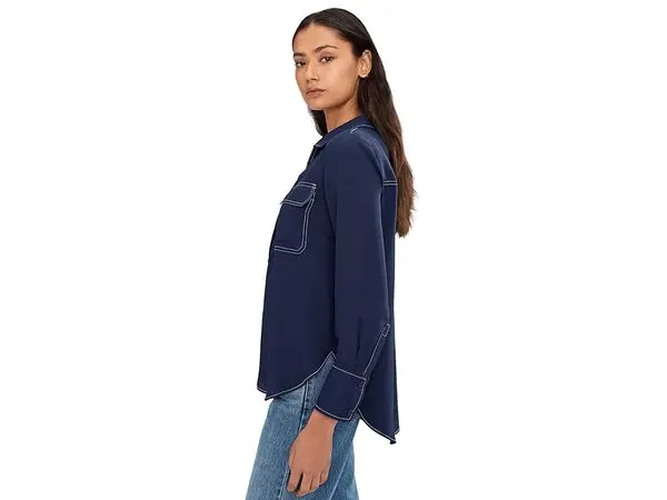 Vince Camuto Classic Fit Half Placket Shirt With Two Front Pockets
