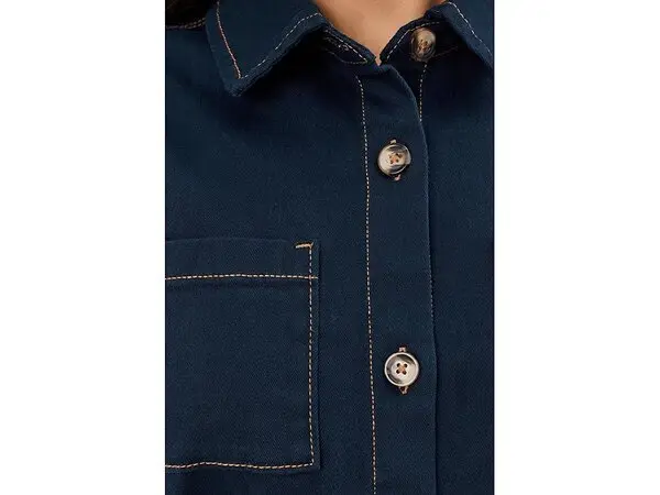 Vince Camuto Sleeveless Collared Belted Shirt Dress - Navy