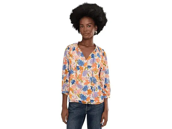 Vince Camuto Tie Neck Peasant Sleeve Blouse - White