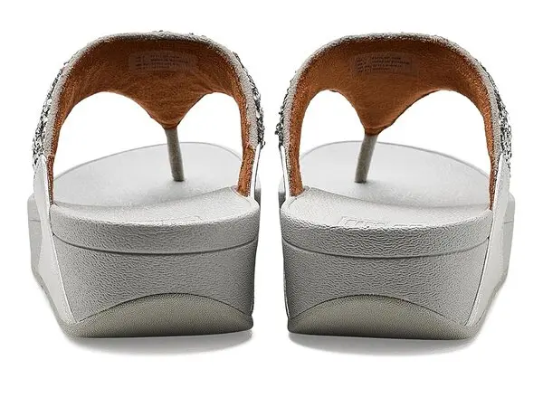 Fitflop Lulu Shimmerfoil Toe-thong Wedge Sandals - Silver