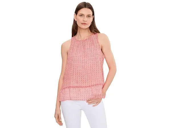Vince Camuto Halter Neck Shell With Peplum Hem - Red