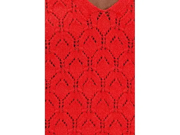Vince Camuto Pointelle Knit V-neck Tank - Red
