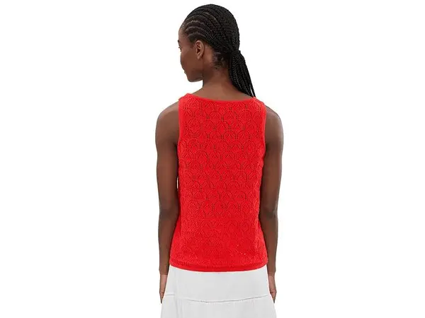 Vince Camuto Pointelle Knit V-neck Tank - Red