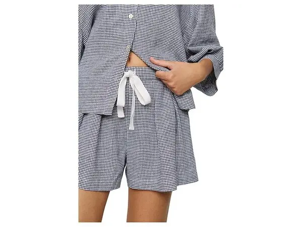 Eberjey Linen Blend Relaxed Fit Gingham Shorts - Gray