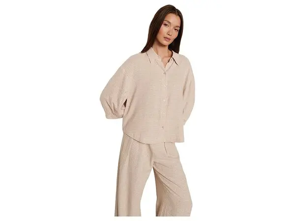 Eberjey Linen Blend Relaxed Sleeve Top - Beige