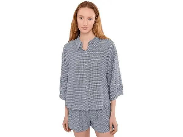 Eberjey Linen Blend Relaxed Sleeve Top - Gray