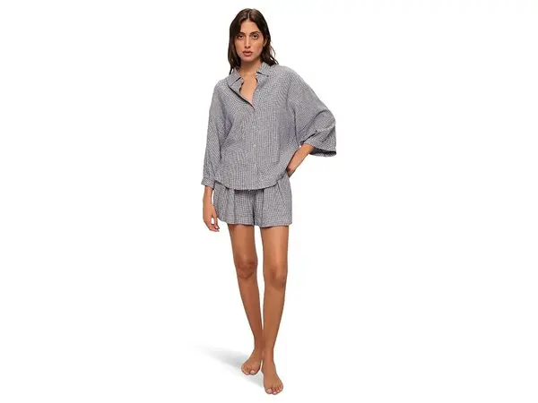 Eberjey Linen Blend Relaxed Sleeve Top - Gray