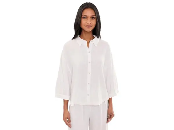 Eberjey Linen Blend Relaxed Sleeve Top - Off-white