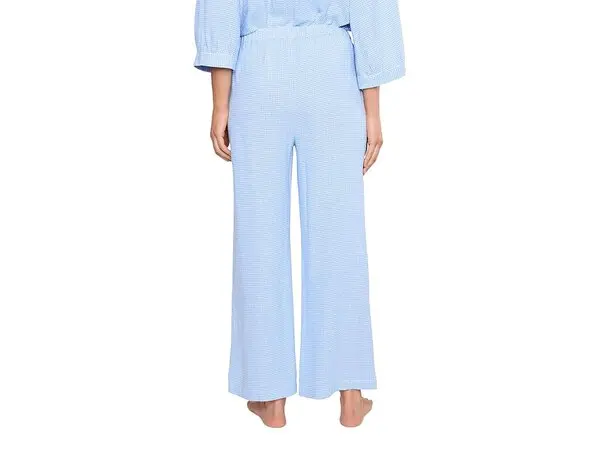 Eberjey Linen Blend Relaxed Fit Gingham Pajama Pants - Blue