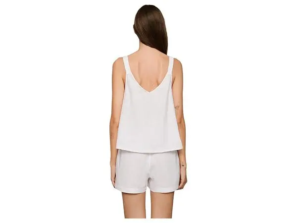 Eberjey Linen Blend V-neck Cami - White