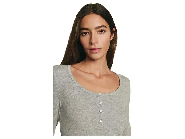 Eberjey Dream Rib Longsleeve Henley Pajama - Gray