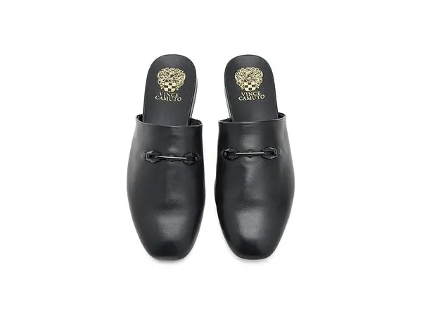 Vince Camuto Macassie Flat Mule Shoes With Horsebit Detail - Black