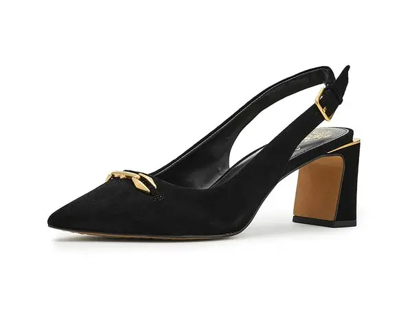 Vince Camuto Hamden Link Slingback Block Heel Pumps - Black