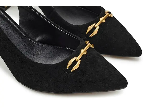 Vince Camuto Hamden Link Slingback Block Heel Pumps - Black