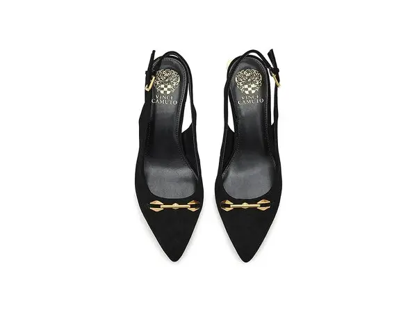 Vince Camuto Hamden Link Slingback Block Heel Pumps - Black