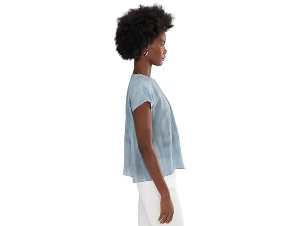Vince Gathered Cap Sleeve Blouse - Blue