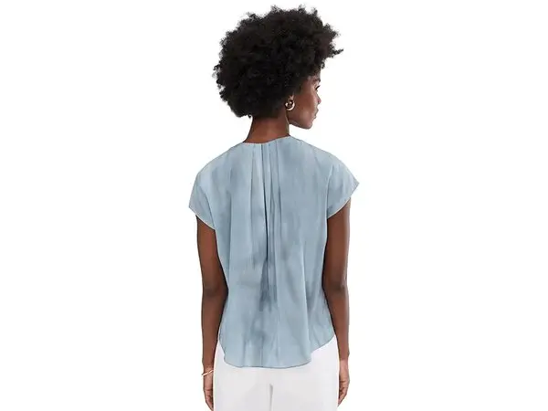 Vince Gathered Cap Sleeve Blouse - Blue