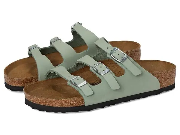 BIRKENSTOCK Florida Nubuck Triple-strap Sandals - Gray