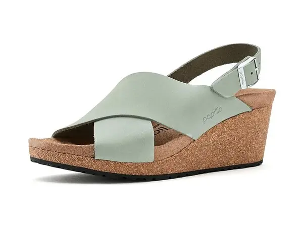 BIRKENSTOCK Papillio Samira Wedge Nubuck Leather Dress Sandals - Gray