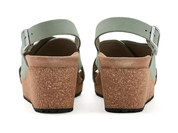 BIRKENSTOCK Papillio Samira Wedge Nubuck Leather Dress Sandals - Gray