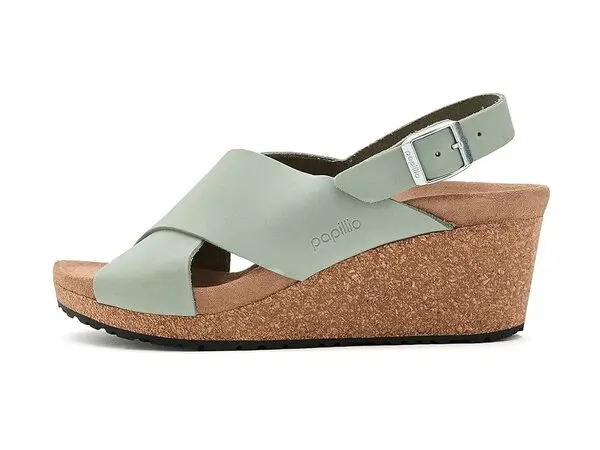 BIRKENSTOCK Papillio Samira Wedge Nubuck Leather Dress Sandals - Gray