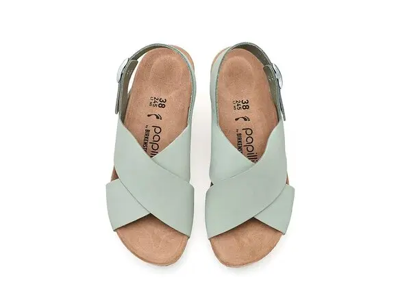 BIRKENSTOCK Papillio Samira Wedge Nubuck Leather Dress Sandals - Gray