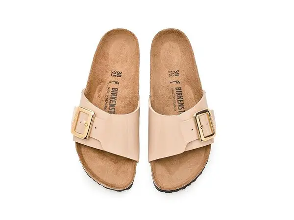 BIRKENSTOCK Catalina Luxe Buckle Patent Sandals - Bone
